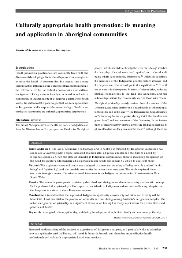 (PDF) Culturally appropriate health promotion: its meaning and ...