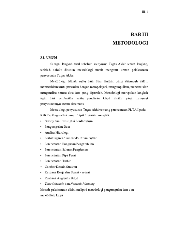(PDF) PERENCANAAN PLTA I PADA KALI TUNTANG(Design of Hydro Power Plant ...