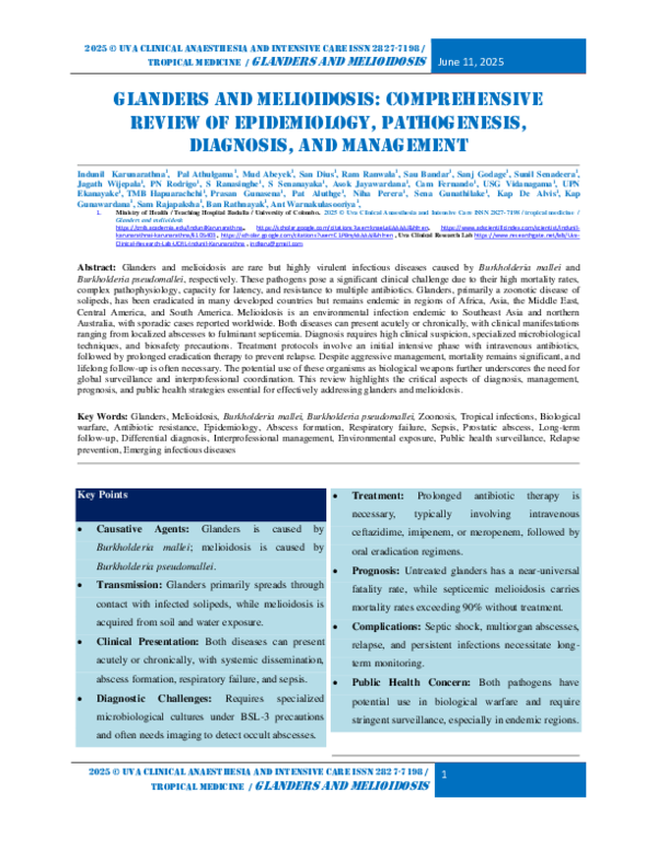 (PDF) Glanders and Melioidosis: Comprehensive Review of Epidemiology, Pathogenesis, Diagnosis ...