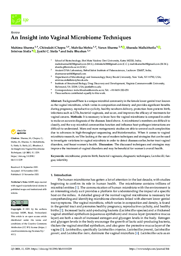 (PDF) An Insight into Vaginal Microbiome Techniques