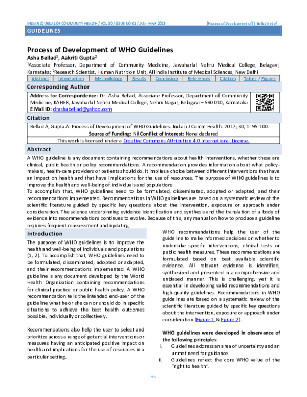 (PDF) Process of Development of WHO Guidelines