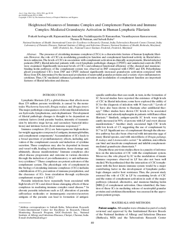 (PDF) Heightened Measures of Immune Complex and Complement Function and ...