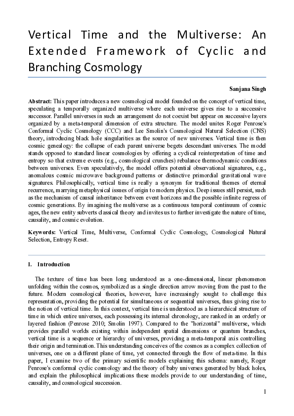 (PDF) Vertical Time and the Multiverse: An Extended Framework of Cyclic and Branching Cosmology