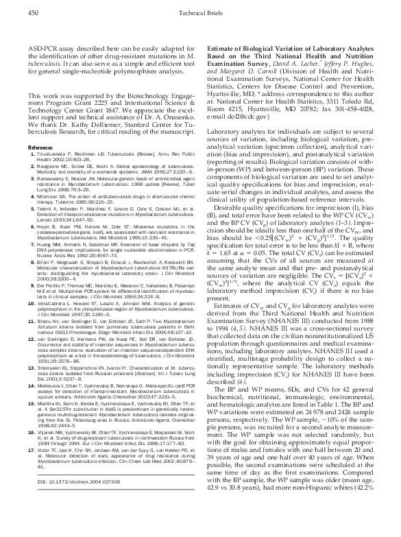 (PDF) Estimate of Biological Variation of Laboratory Analytes Based on ...