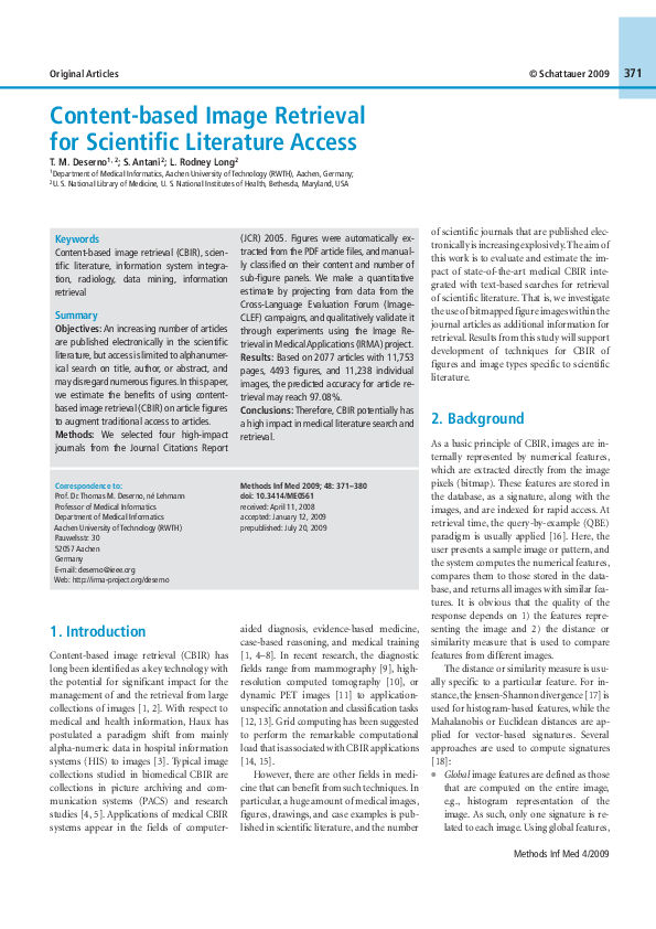 (PDF) Content-based Image Retrieval for Scientific Literature Access