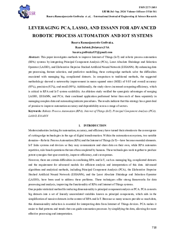 (PDF) LEVERAGING PCA, LASSO, AND ESSANN FOR ADVANCED ROBOTIC PROCESS ...