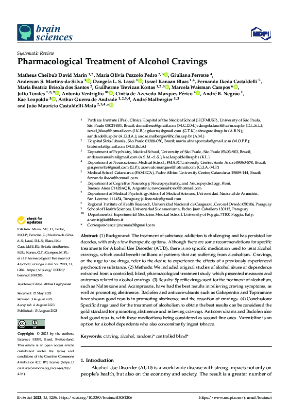 (PDF) Pharmacological Treatment of Alcohol Cravings