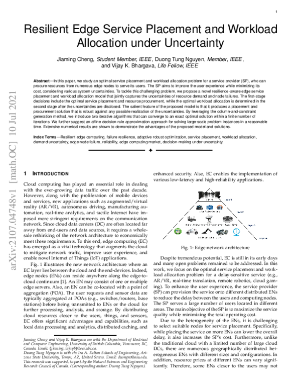 (PDF) Resilient Edge Service Placement and Workload Allocation under ...
