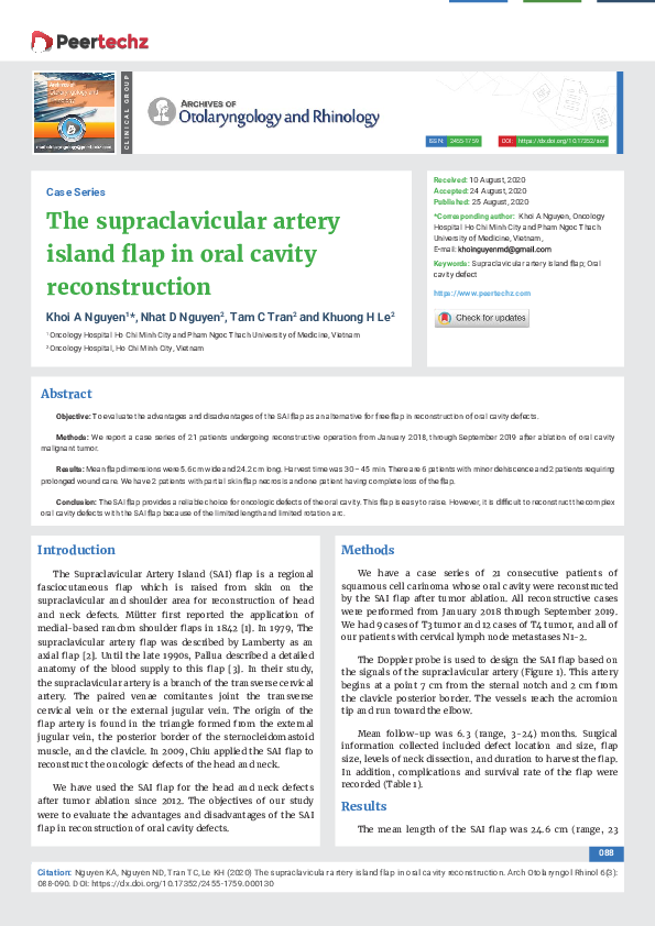 (PDF) The supraclavicular artery island flap in oral cavity reconstruction