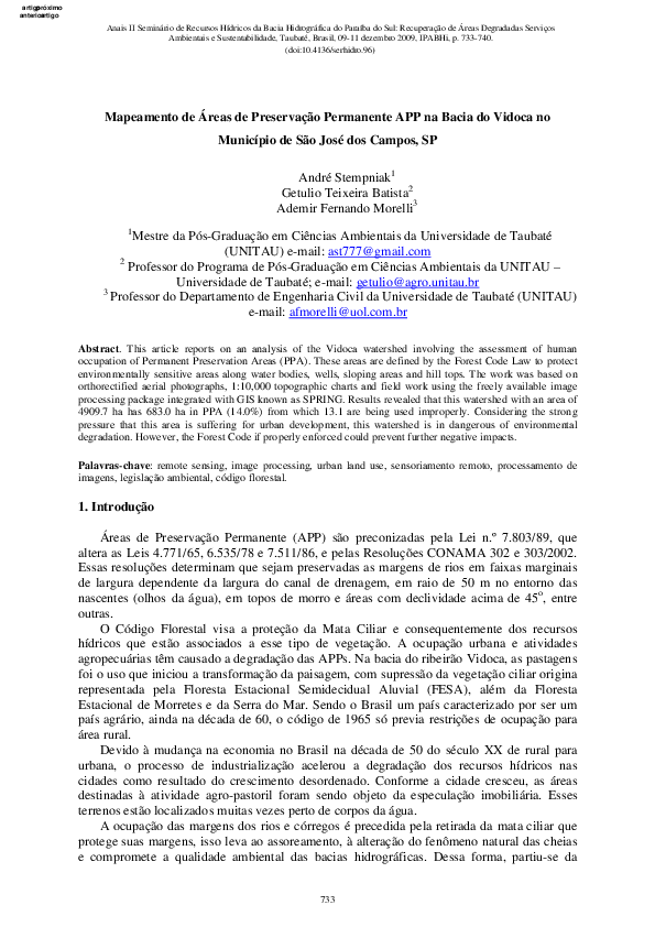 (PDF) Mapeamento de Áreas de Preservação Permanente APP na Bacia do ...