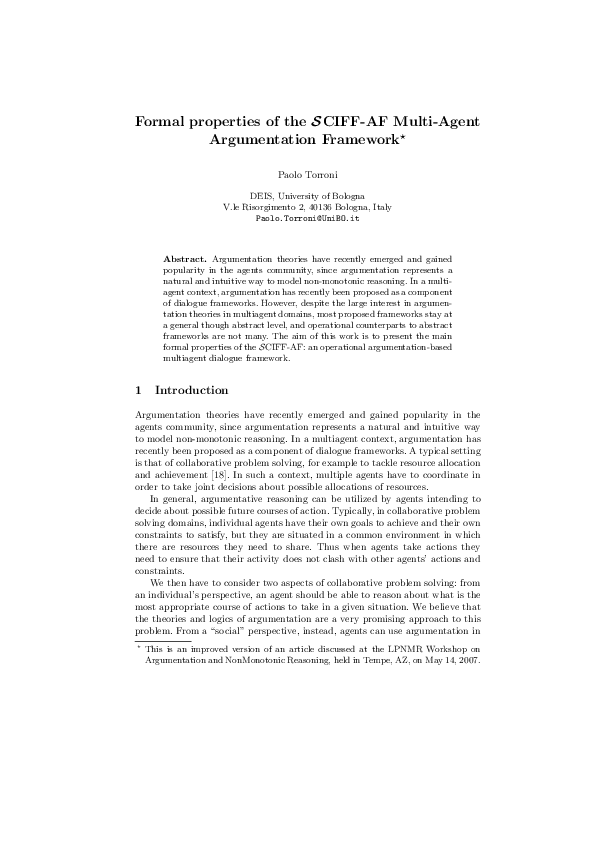 (PDF) Formal properties of the SCIFF-AF Multi-Agent Argumentation Framework