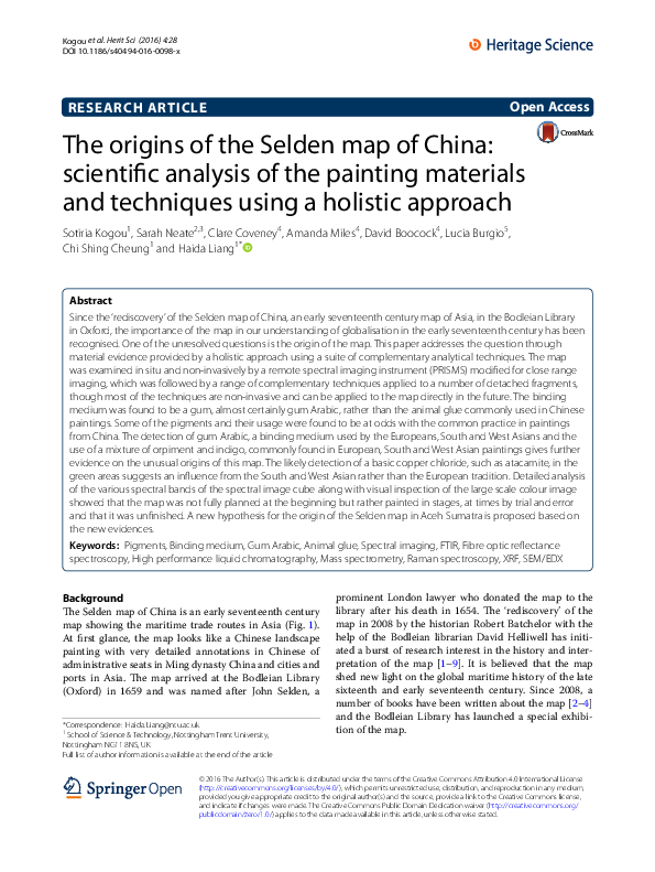 (PDF) The origins of the Selden map of China: scientific analysis of ...