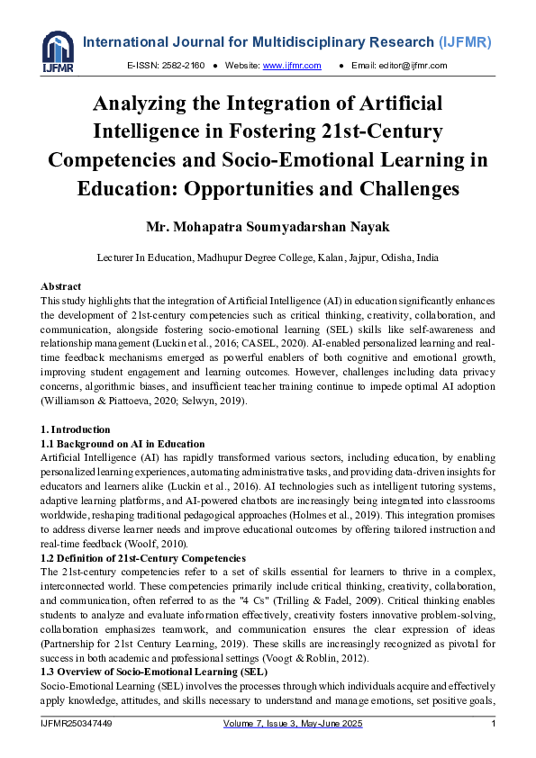 (PDF) Analyzing the Integration of Artificial Intelligence in Fostering 21st-Century ...