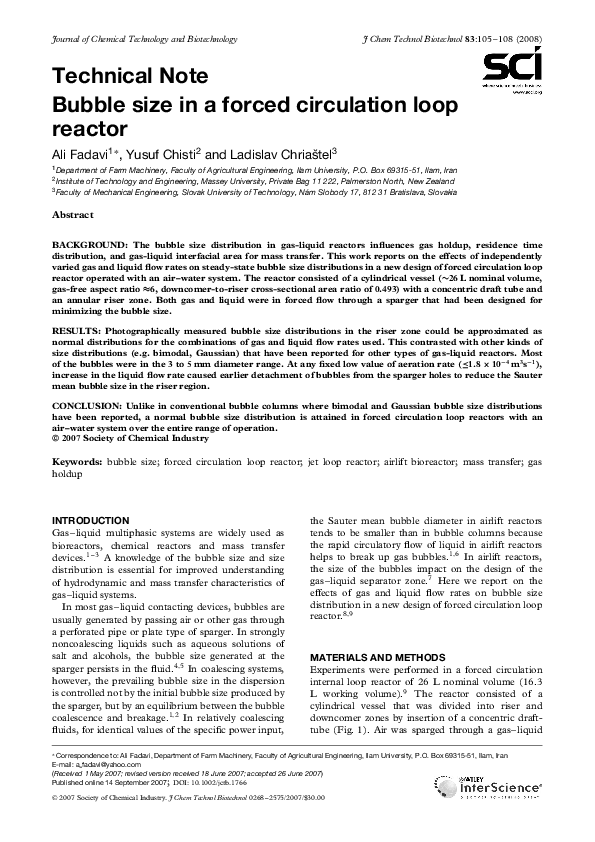 (PDF) Bubble size in a forced circulation loop reactor