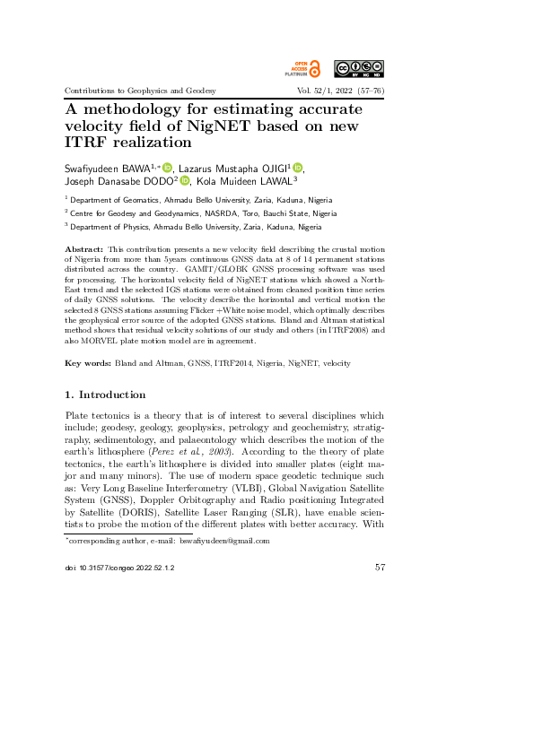 (PDF) A methodology for estimating accurate velocity field of NigNET ...
