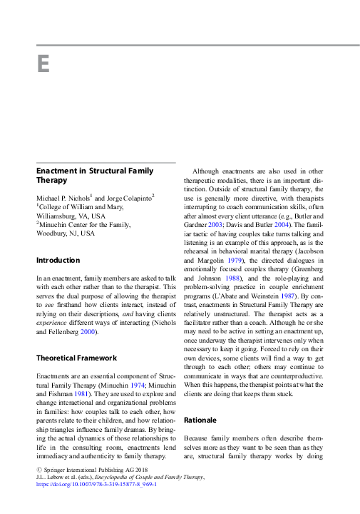 (PDF) Enactment in Structural Family Therapy