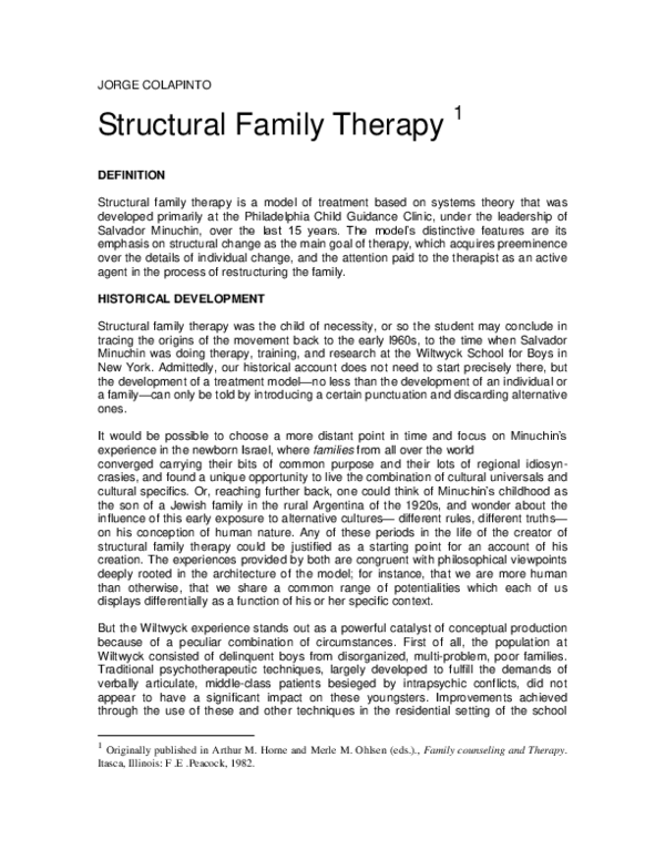 (PDF) Structural Family Therapy