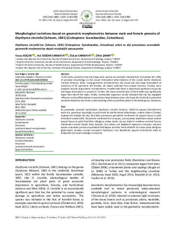(PDF) Morphological variations based on geometric morphometrics between ...