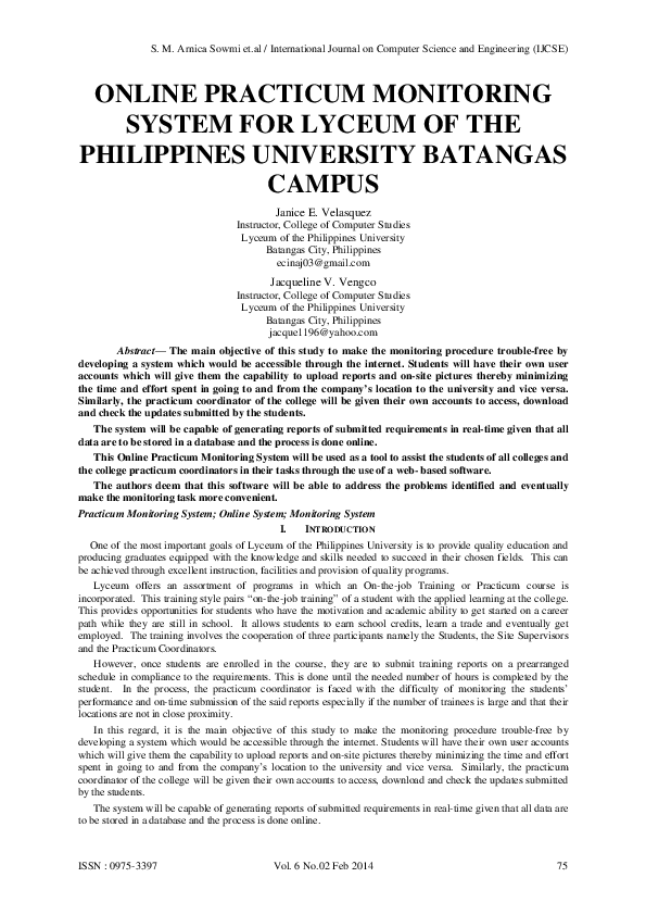 (PDF) Online Practicum Monitoring System for Lyceum of the Philippines ...
