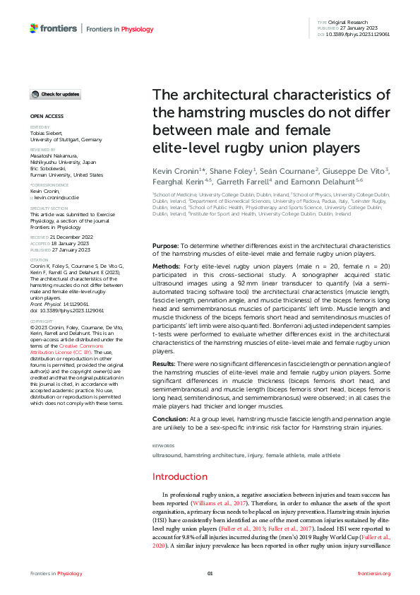(PDF) The architectural characteristics of the hamstring muscles do not ...