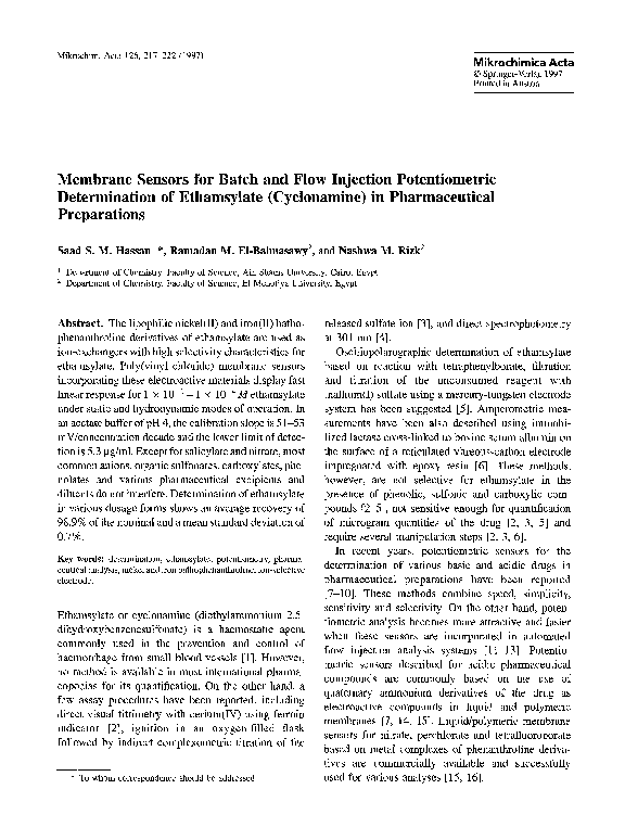 (PDF) Membrane sensors for batch and flow injection potentiometric ...
