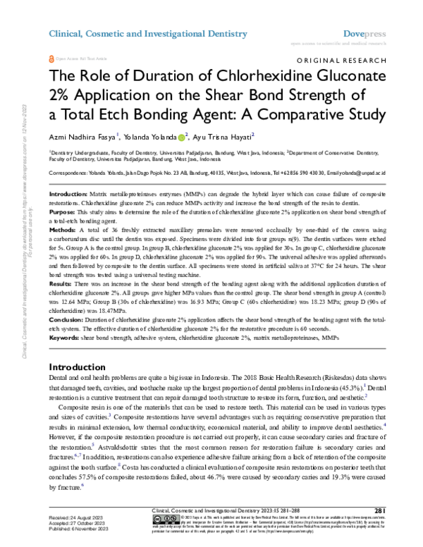 (PDF) The Role of Duration of Chlorhexidine Gluconate 2% Application on ...