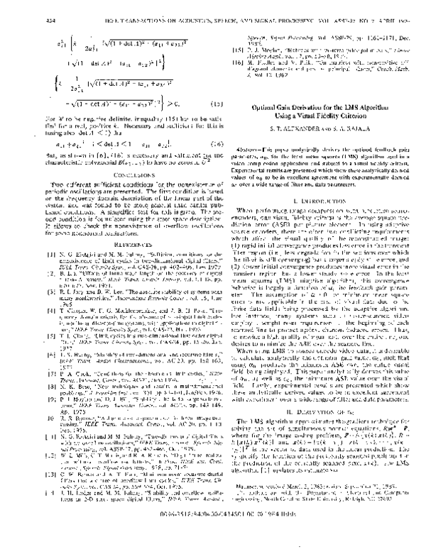 (PDF) Optimal gain derivation for the LMS algorithm using a visual ...
