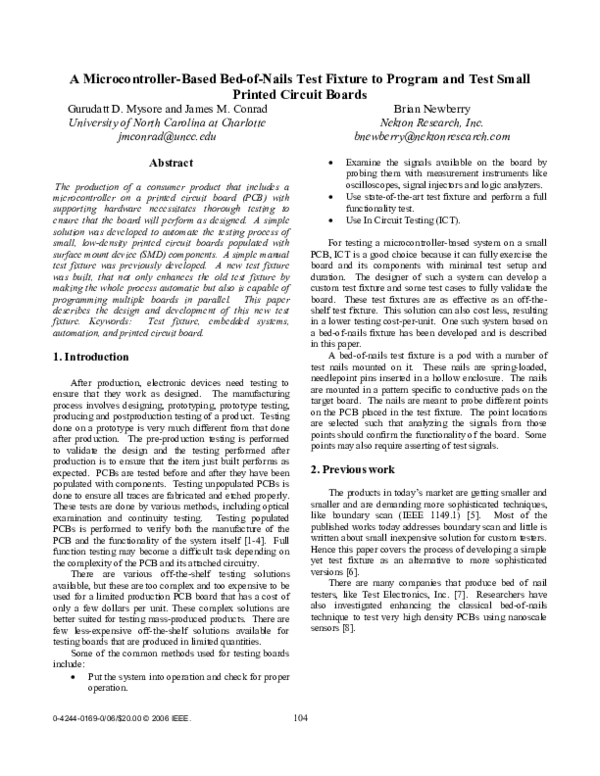 (PDF) A Microcontroller-Based Bed-of-Nails Test Fixture to Program and ...
