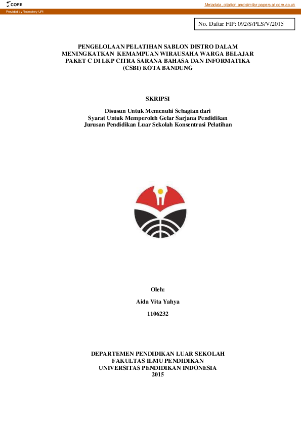 (PDF) Pengelolaan Pelatihan Sablon Distro Dalam Meningkatkan Kemampuan ...