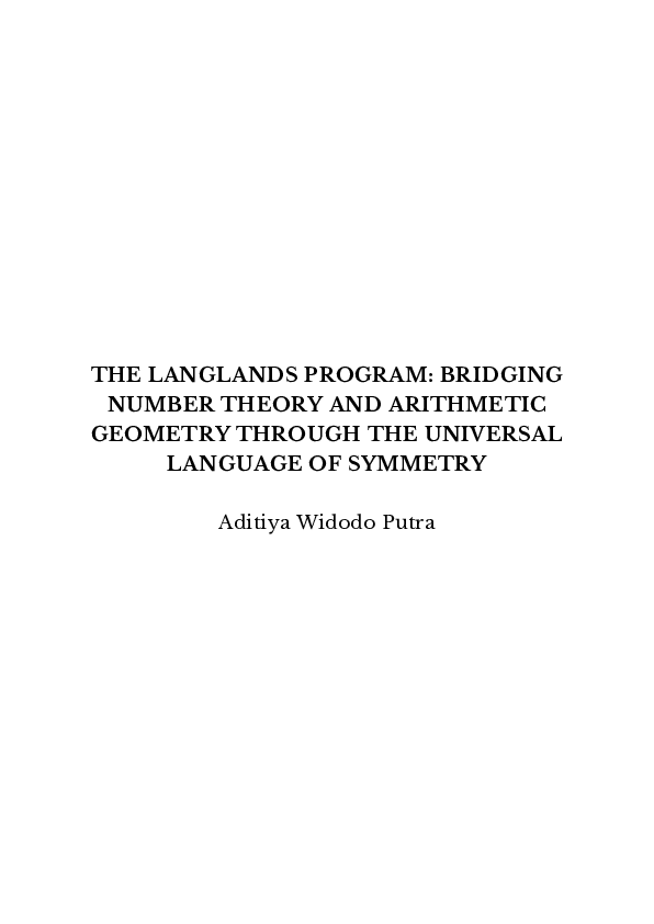 (PDF) THE LANGLANDS PROGRAM: BRIDGING NUMBER THEORY AND ARITHMETIC ...