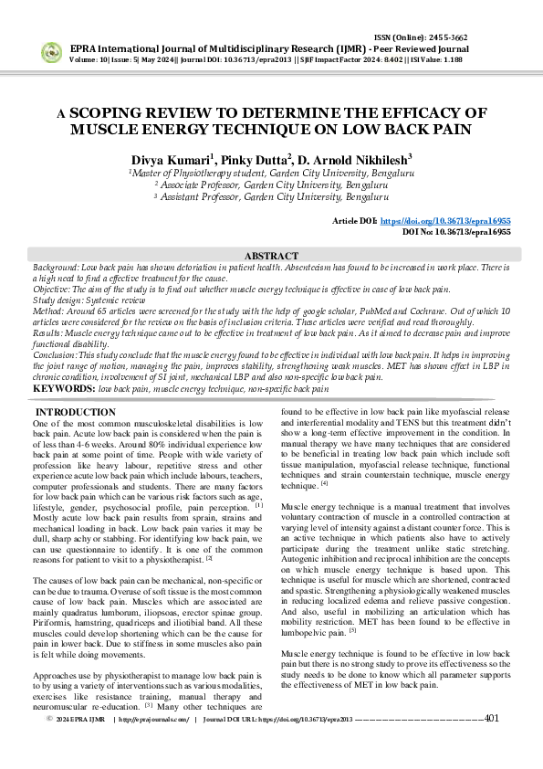 (PDF) A Scoping Review to Determine the Efficacy of Muscle Energy ...