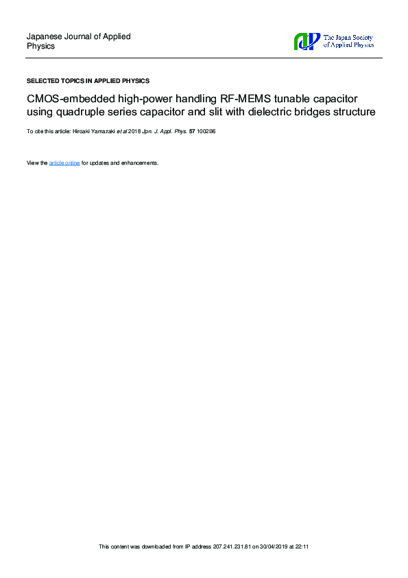 (PDF) CMOS-embedded high-power handling RF-MEMS tunable capacitor using ...