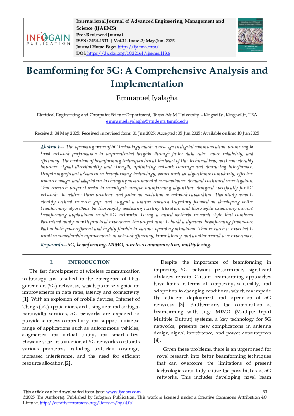 (PDF) Beamforming for 5G: A Comprehensive Analysis and Implementation