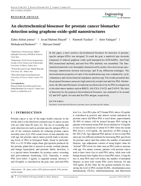 (PDF) An electrochemical biosensor for prostate cancer biomarker ...