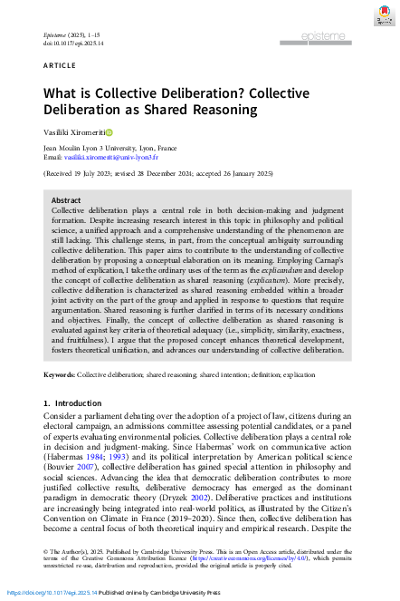 (PDF) What is Collective Deliberation? Collective Deliberation as ...