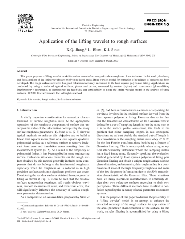 (PDF) Application of the lifting wavelet to rough surfaces