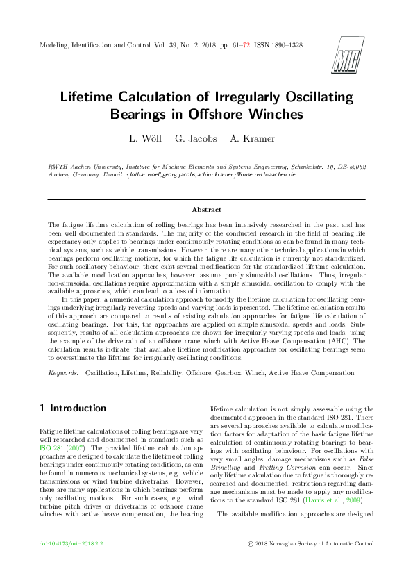 (PDF) Lifetime Calculation of Irregularly Oscillating Bearings in ...