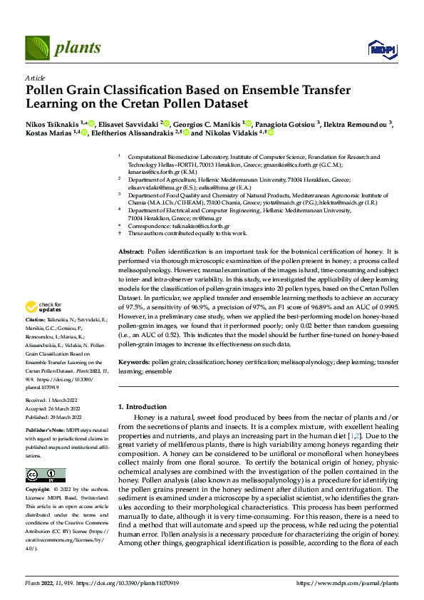 (PDF) Pollen Grain Classification Based on Ensemble Transfer Learning ...