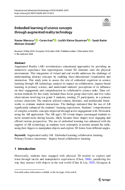 (PDF) Embodied learning of science concepts through augmented reality ...