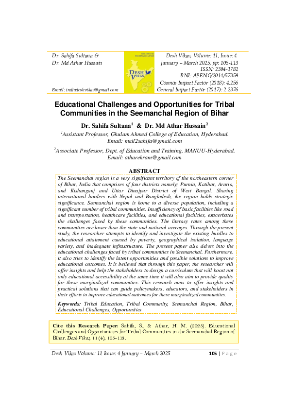 (PDF) Educational Challenges and Opportunities for Tribal Communities ...