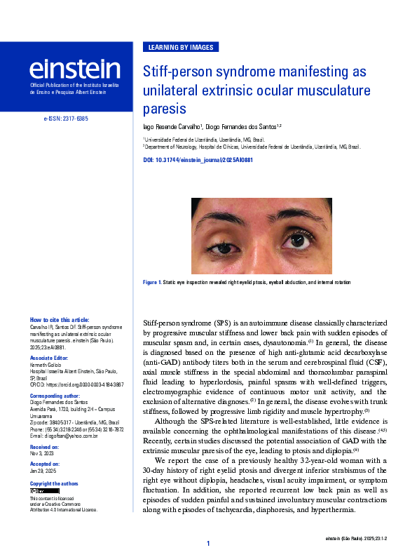 (PDF) Stiff-person syndrome manifesting as unilateral extrinsic ocular ...