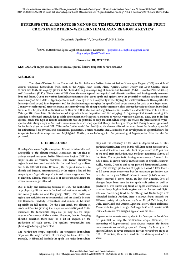 (PDF) Hyperspectral Remote Sensing for Temperate Horticulture Fruit Crops in Northern-Western ...