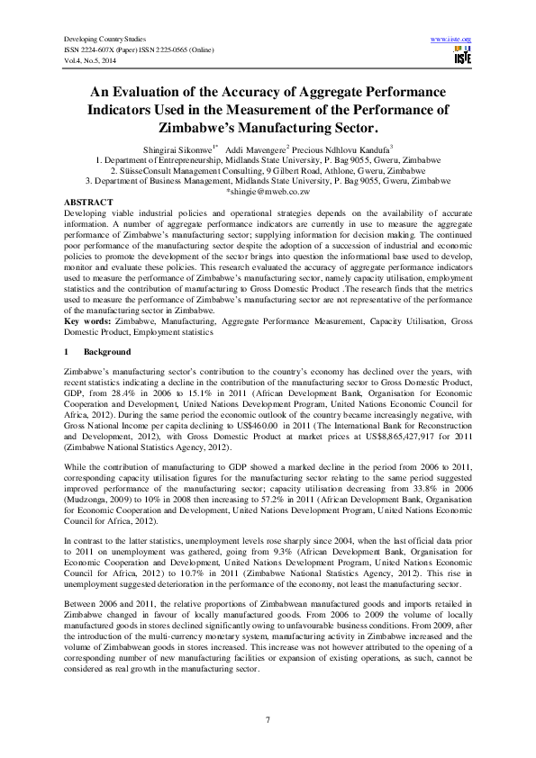 (PDF) An Evaluation of the Accuracy of Aggregate Performance Indicators ...