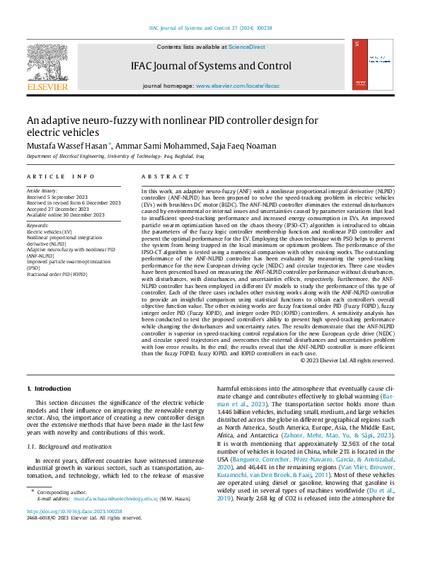 (PDF) An adaptive neuro-fuzzy with nonlinear PID controller design for ...