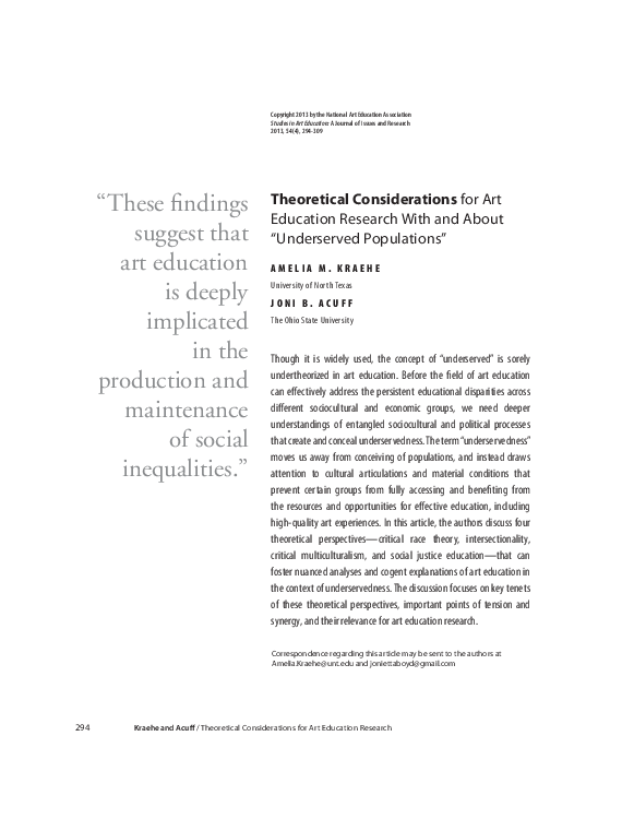 (PDF) Theoretical Considerations for Art Education Research with and ...