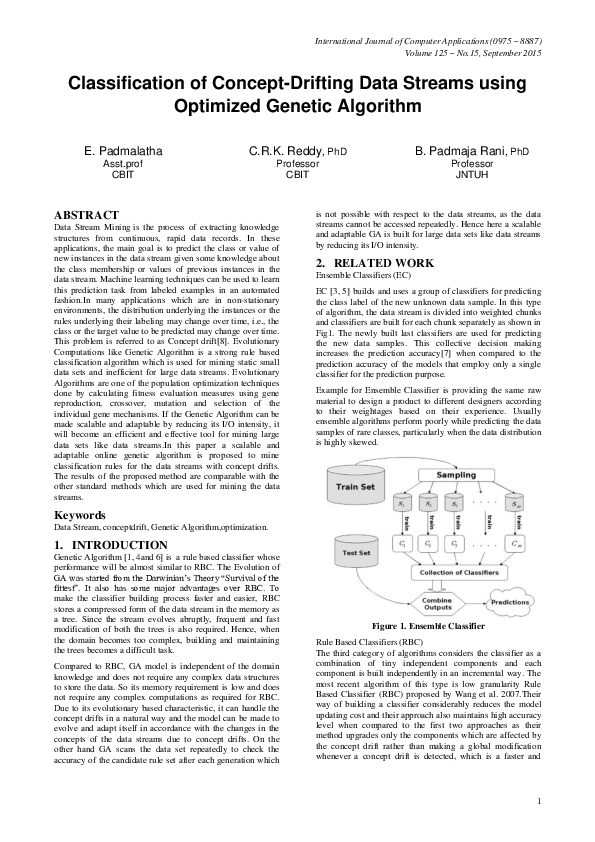 (PDF) Classification of Concept-Drifting Data Streams using Optimized Genetic Algorithm