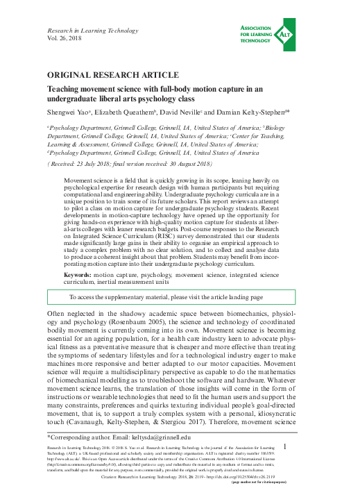 (PDF) Teaching movement science with full-body motion capture in an ...