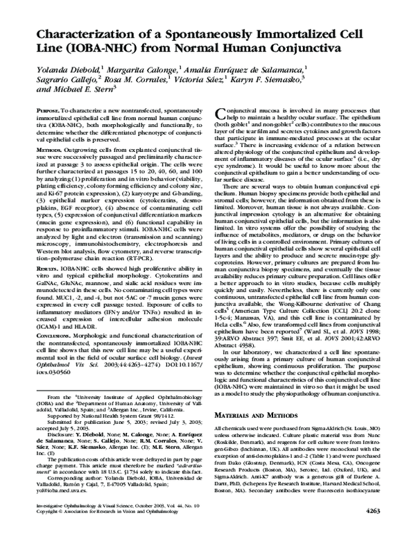 (PDF) Characterization of a Spontaneously Immortalized Cell Line (IOBA ...