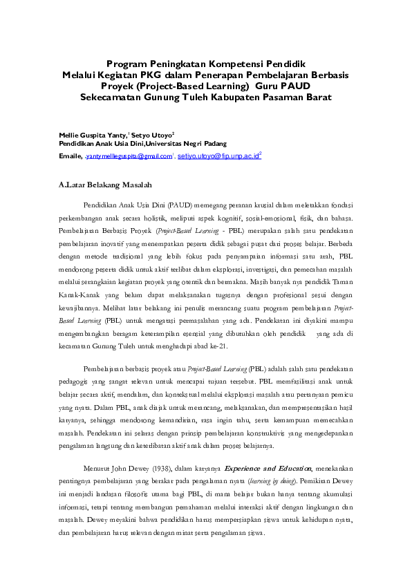 (PDF) Program Peningkatan Kompetensi Pendidik Melalui Kegiatan PKG dalam Penerapan Pembelajaran ...