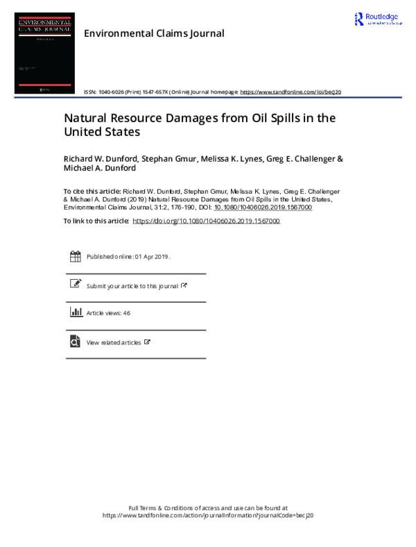 (PDF) Natural Resource Damages from Oil Spills in the United States